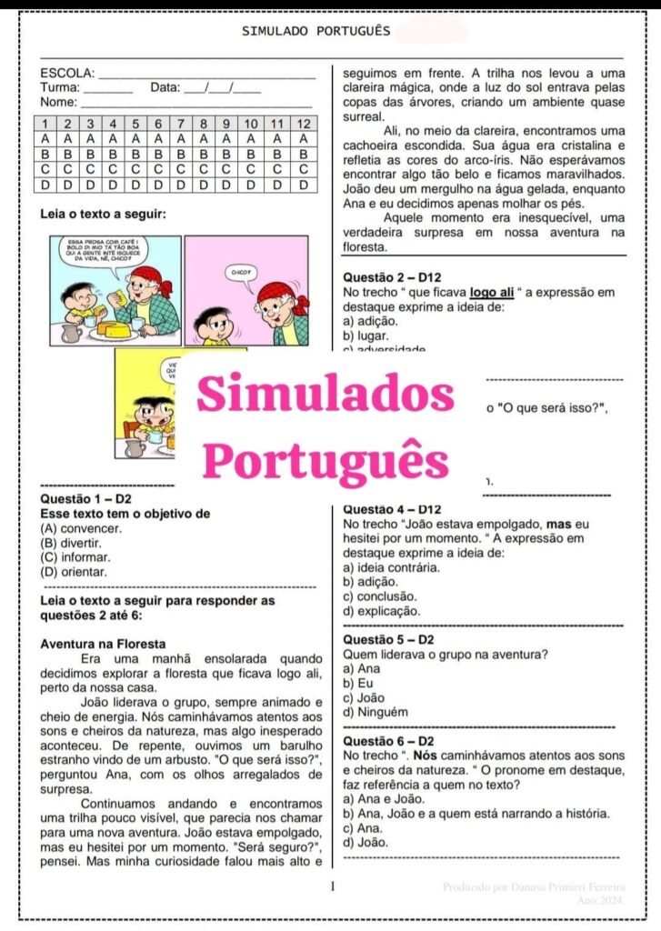 SIMULADOS 5º ANO PORTUGUÊS VOL.1 - Atividades Danusa